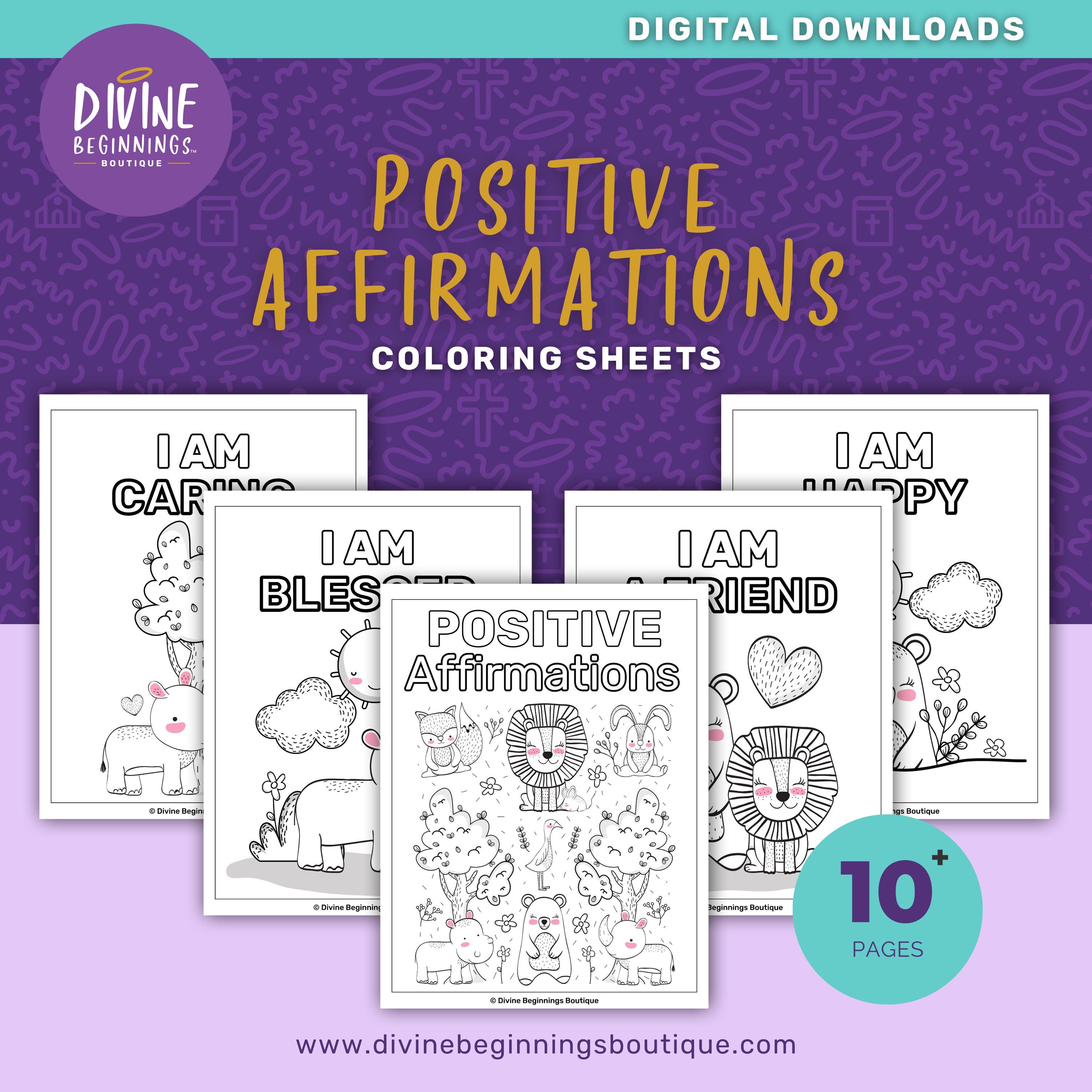 Positive Affirmations Coloring Sheets 10 Inspirational Pages ...