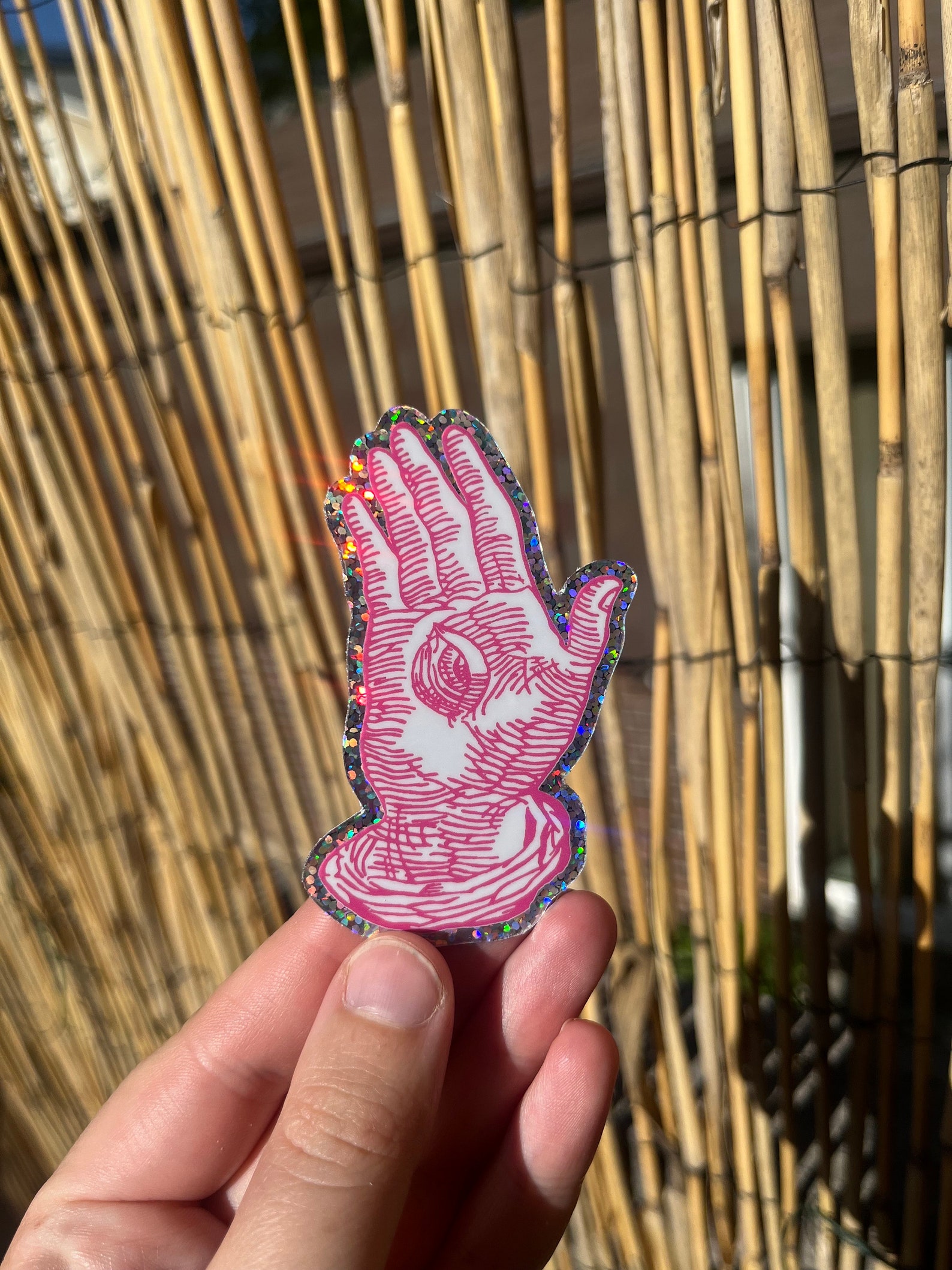 Pink ‘seer’s Hand’ Mystic Glitter Vinyl Shiny Weatherproof Sticker - Etsy