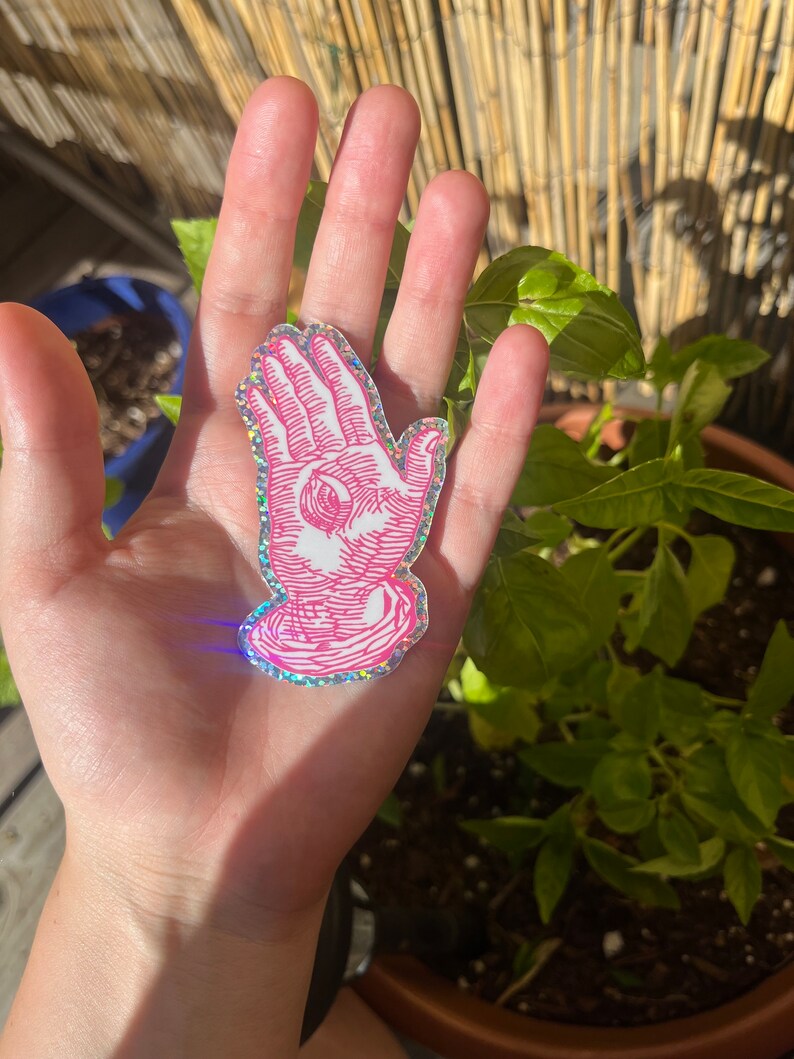 Pink ‘seer’s Hand’ Mystic Glitter Vinyl Shiny Weatherproof Sticker - Etsy