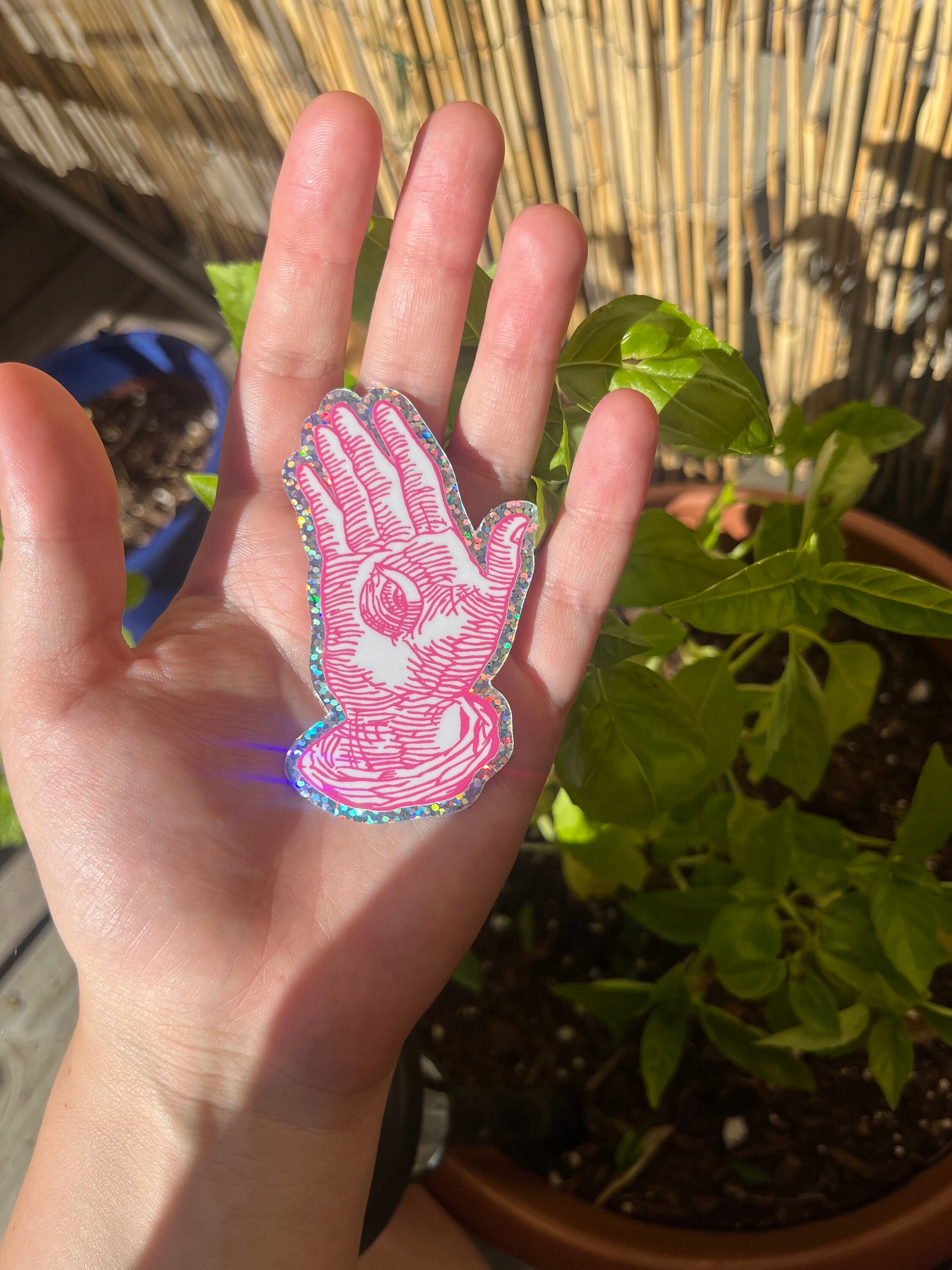 Pink ‘seer’s Hand’ Mystic Glitter Vinyl Shiny Weatherproof Sticker - Etsy