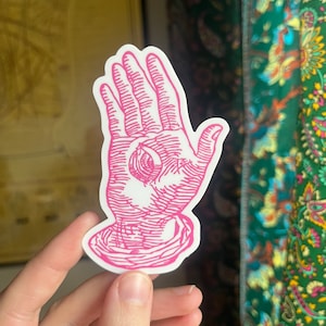 Pink ‘seer’s Hand’ Mystic Vinyl Weatherproof Sticker - Etsy