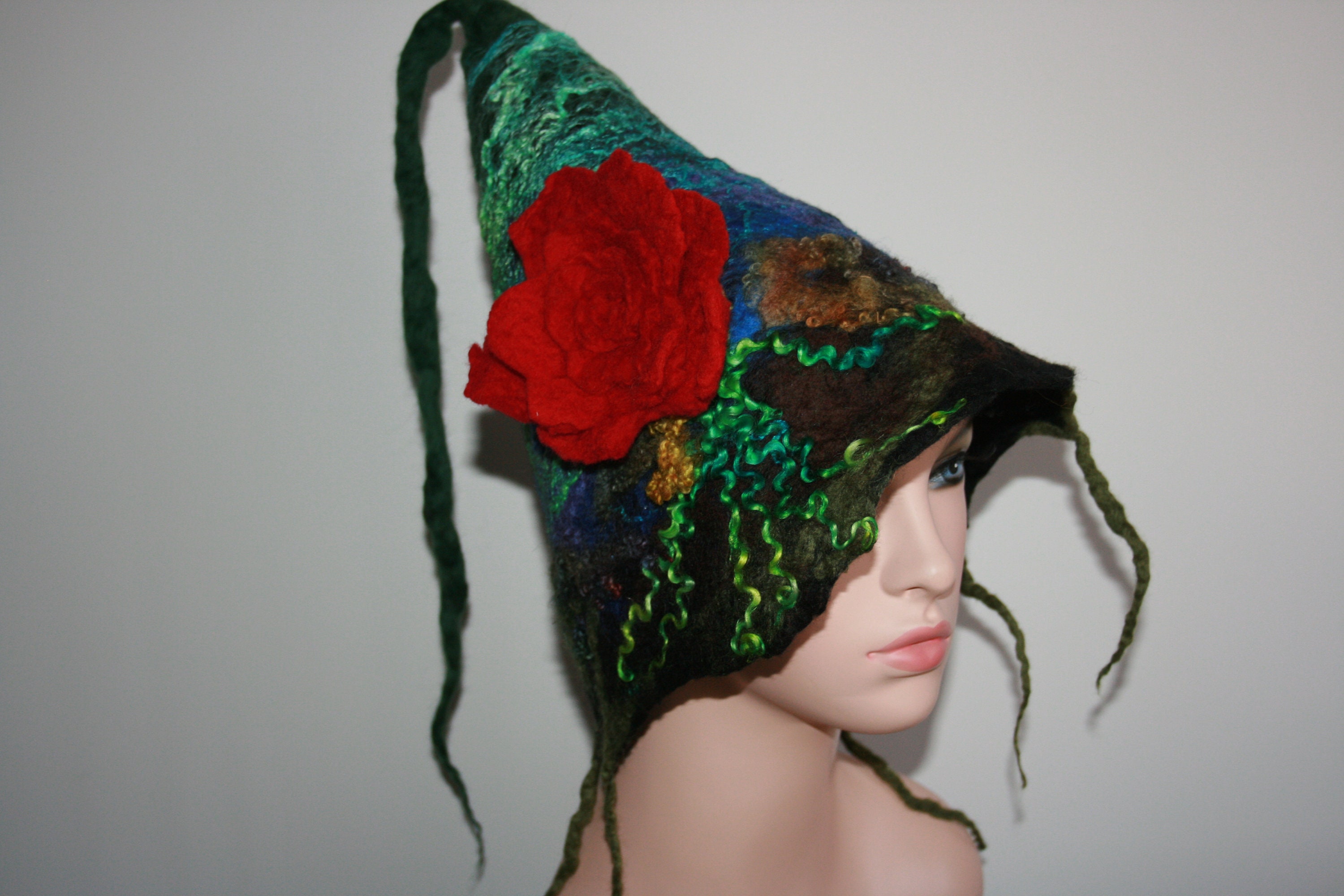 Forest Fairytale Hat Red Rose. Woodland Folk Felted Pixie - Etsy UK