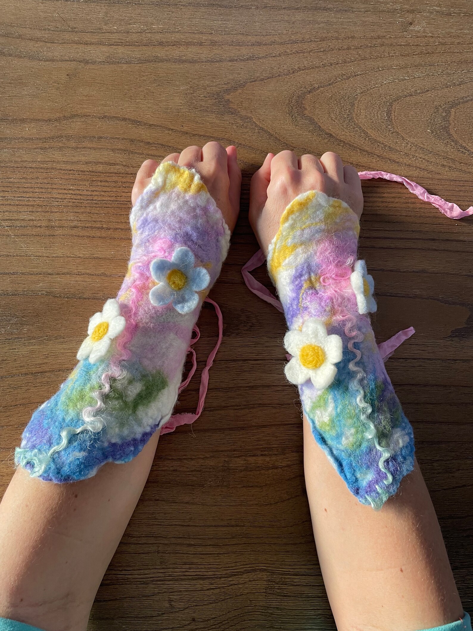 Beautiful Felted Fairytale Wrist Cuffs With Felted Flowers. Lovely ...