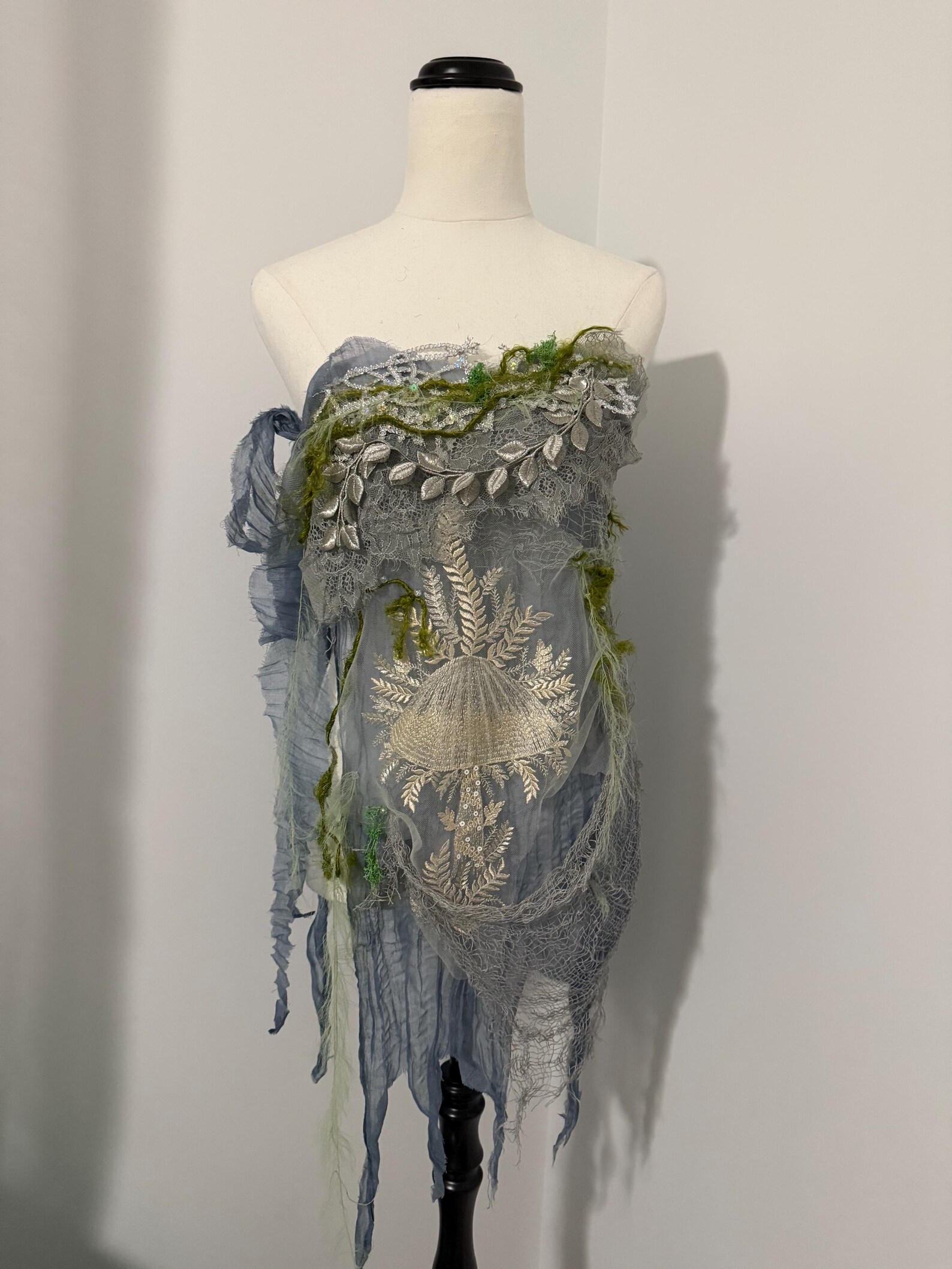 Moss Ethereal Outfit! Fairy Tale Textile Art to Wear Mossy Grey Dress ...