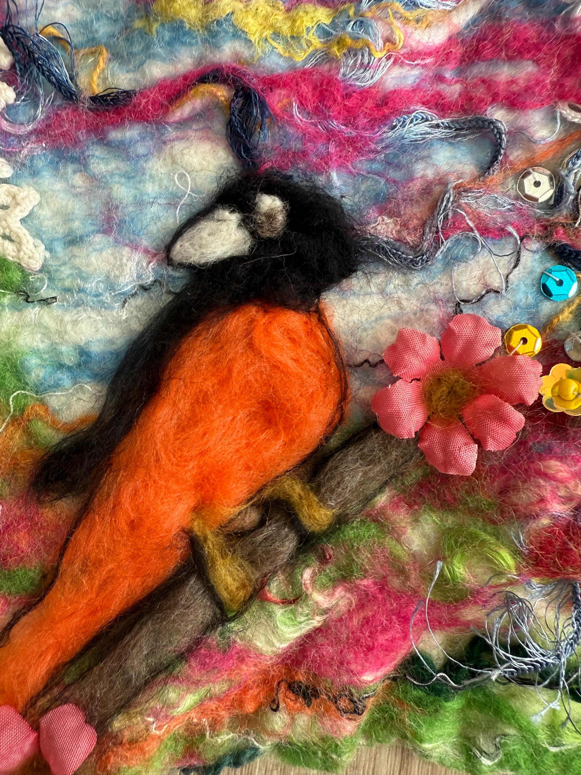 Original Felted Bird Art Work. Textile Art for Wall. Bird Art Tapestry ...