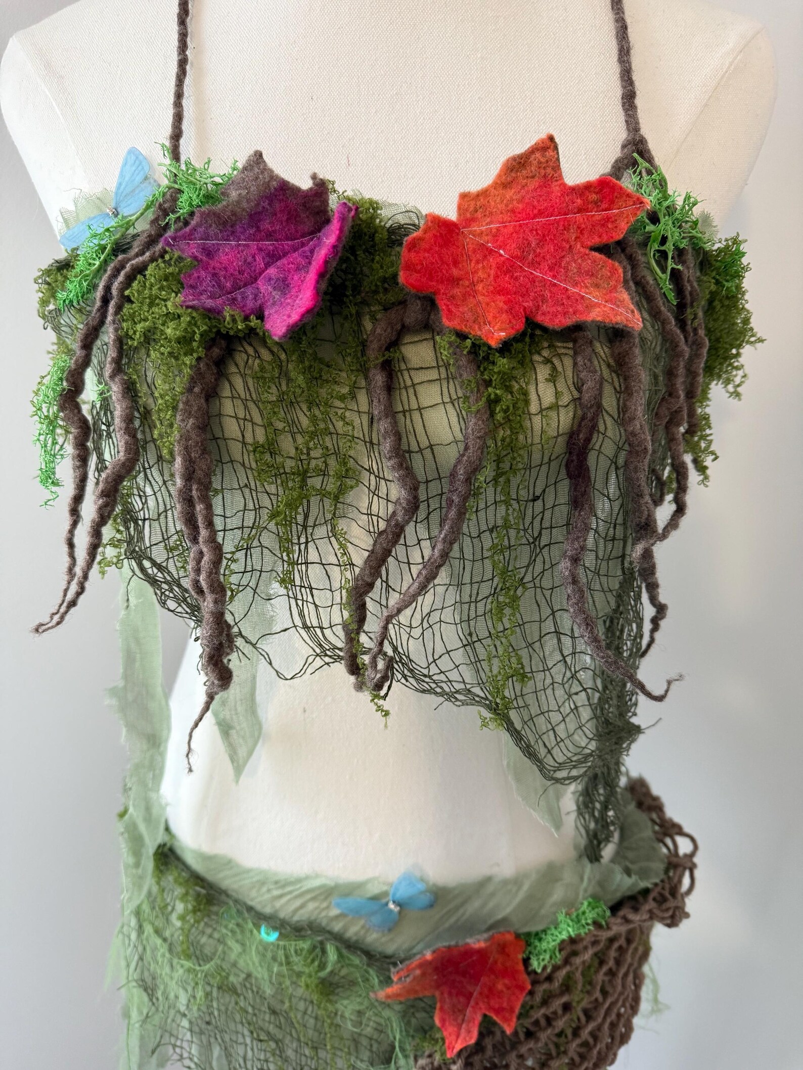 Forest Pixie Festival Ethereal Outfit! Leafy Textile Art to Wear Top ...