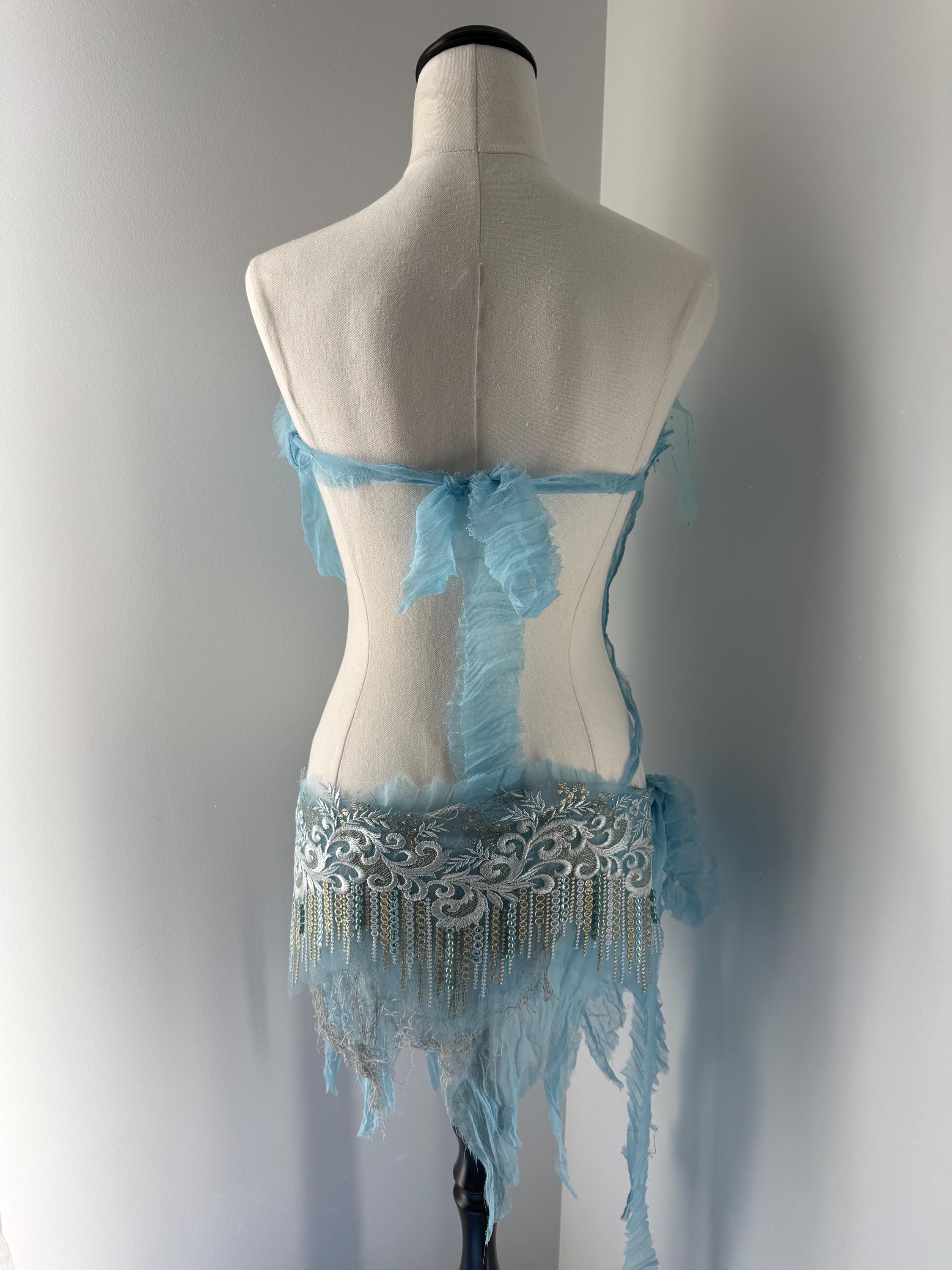 Fairytale Forest Ethereal Outfit! Blue Textile Art to Wear Top and Belt ...