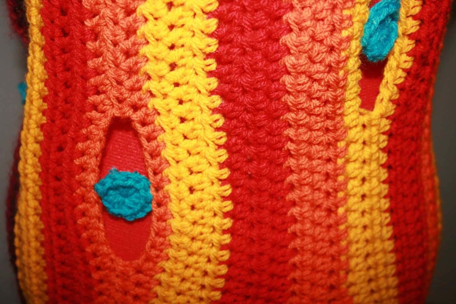 Freeform Crochet Long Vest Coat. Red Orangeyellow Stripes - Etsy