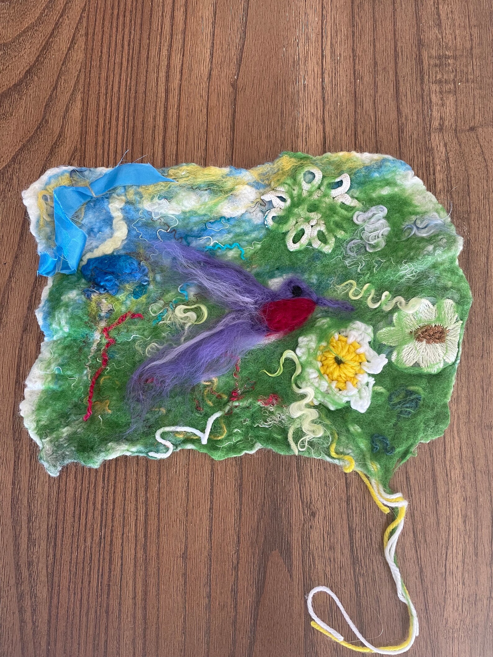 Beautiful Felted Bird Art Wool Painting. Made With Soft Australian ...