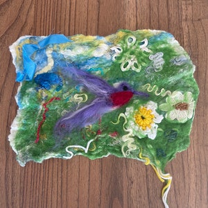 Beautiful Felted Bird Art Wool Painting. Made With Soft Australian ...