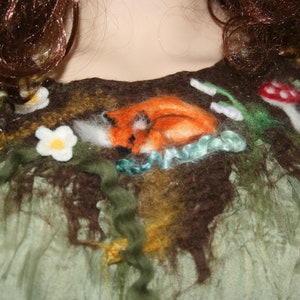 Nuno Felted Fox Poncho Top! With Needle Felted Fox and Felted Flowers ...