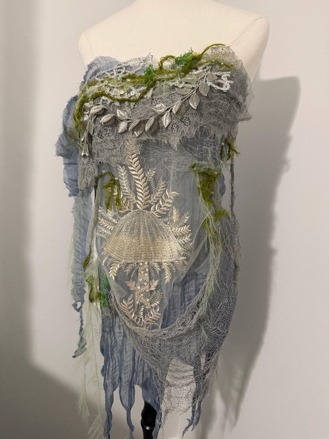 Moss Ethereal Outfit! Fairy Tale Textile Art to Wear Mossy Grey Dress ...
