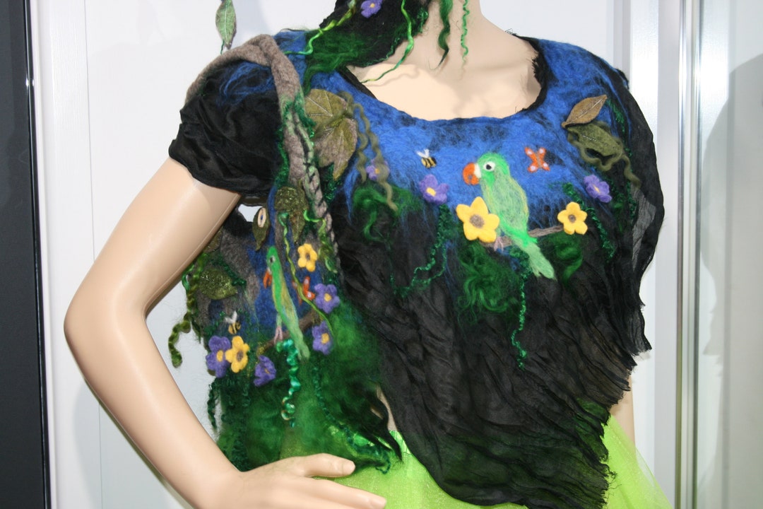 Nuno and Needle Felted Parrot Poncho Top! Needle Felted Parrot. Forest ...
