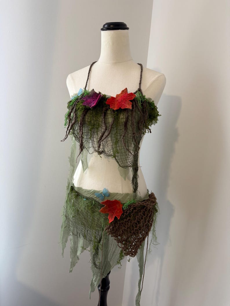 Forest Pixie Festival Ethereal Outfit! Leafy Textile Art to Wear Top ...