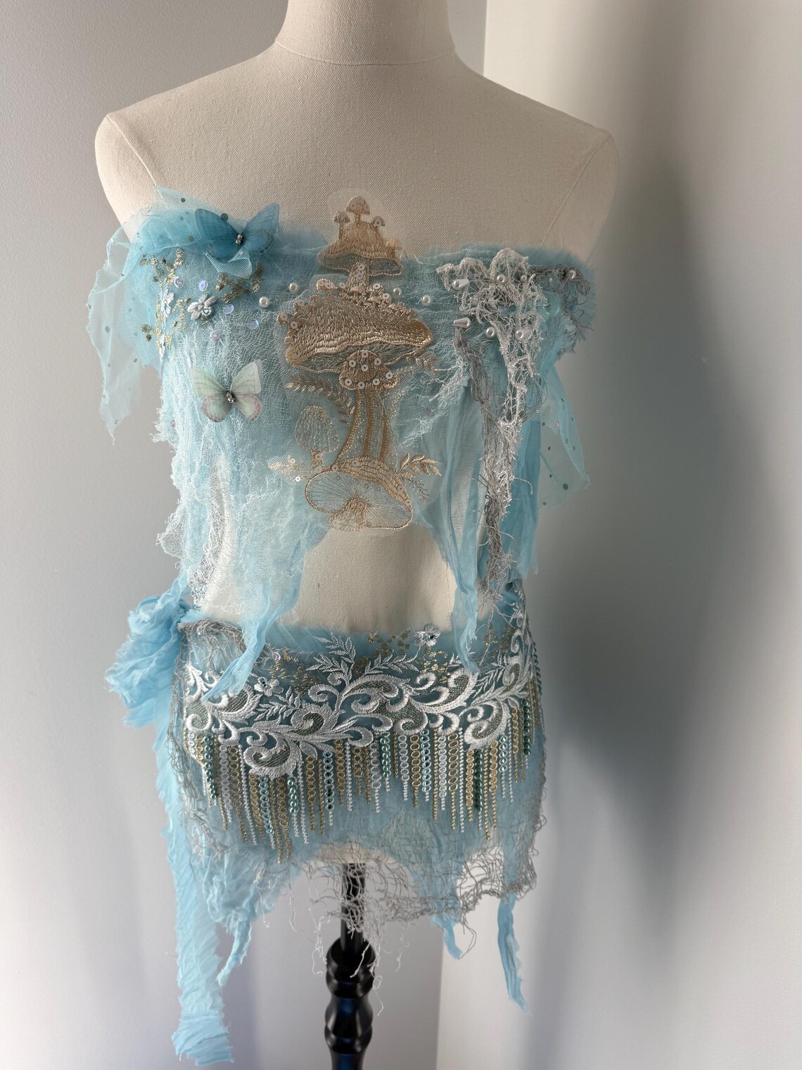 Fairytale Forest Ethereal Outfit! Blue Textile Art to Wear Top and Belt ...