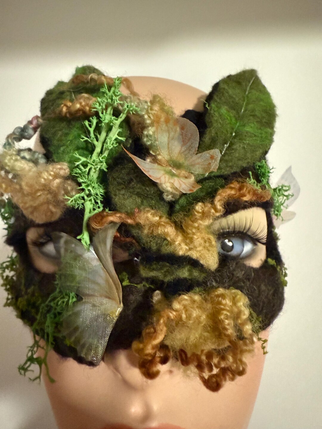 Felted Moss Woodland Masquerade Forest Face Accessory. Unique OOAK. Wet ...