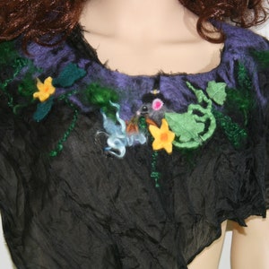 Nuno Felted Poncho Top! With Needle Felted Mouse Wearing Witch Hat ...