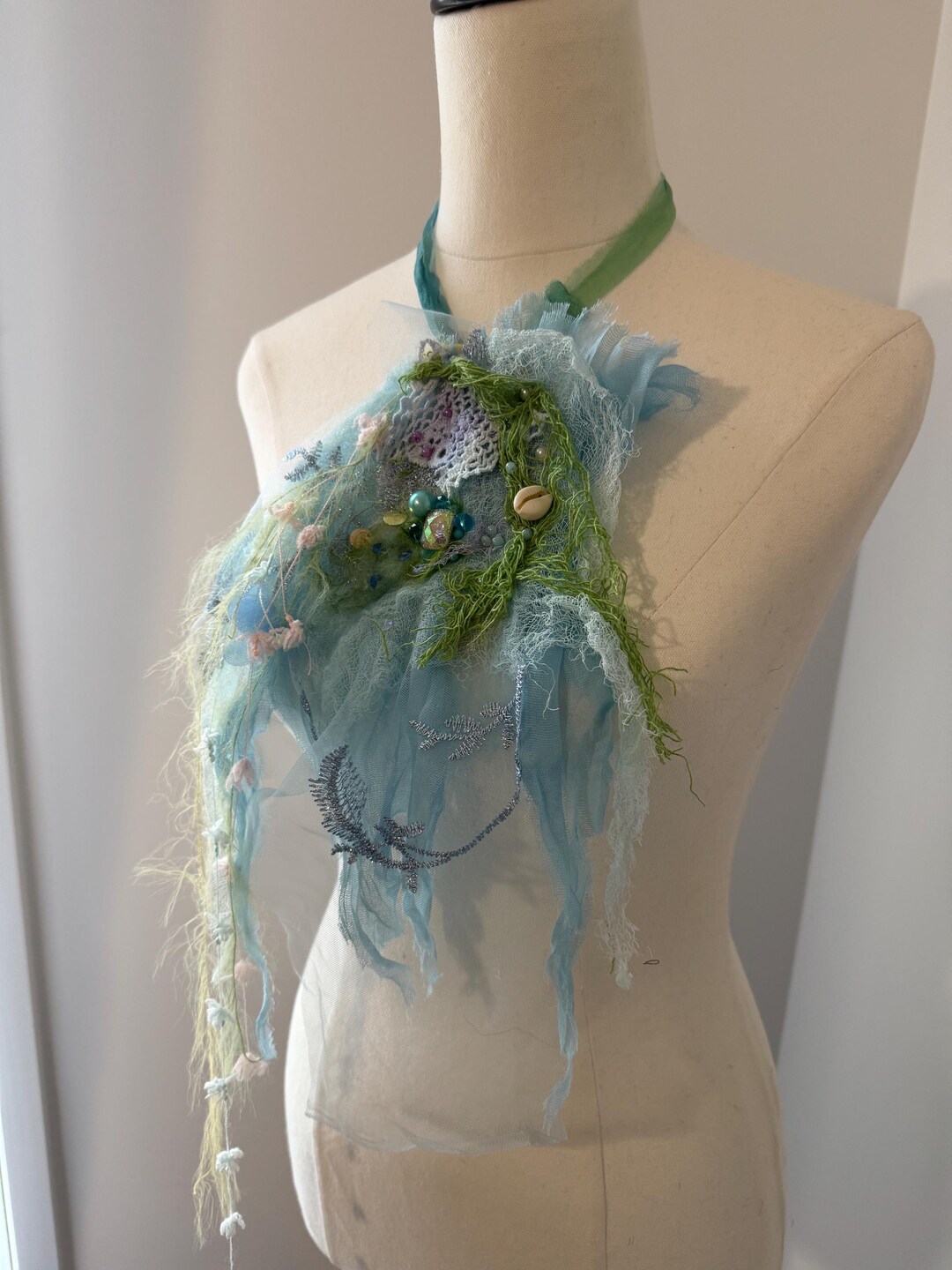 Textile Mermaid Art to Wear Necklace. Made From Very Soft Australian ...