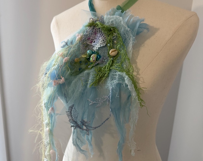 Textile Mermaid Art to Wear Necklace. Made From Very Soft Australian ...