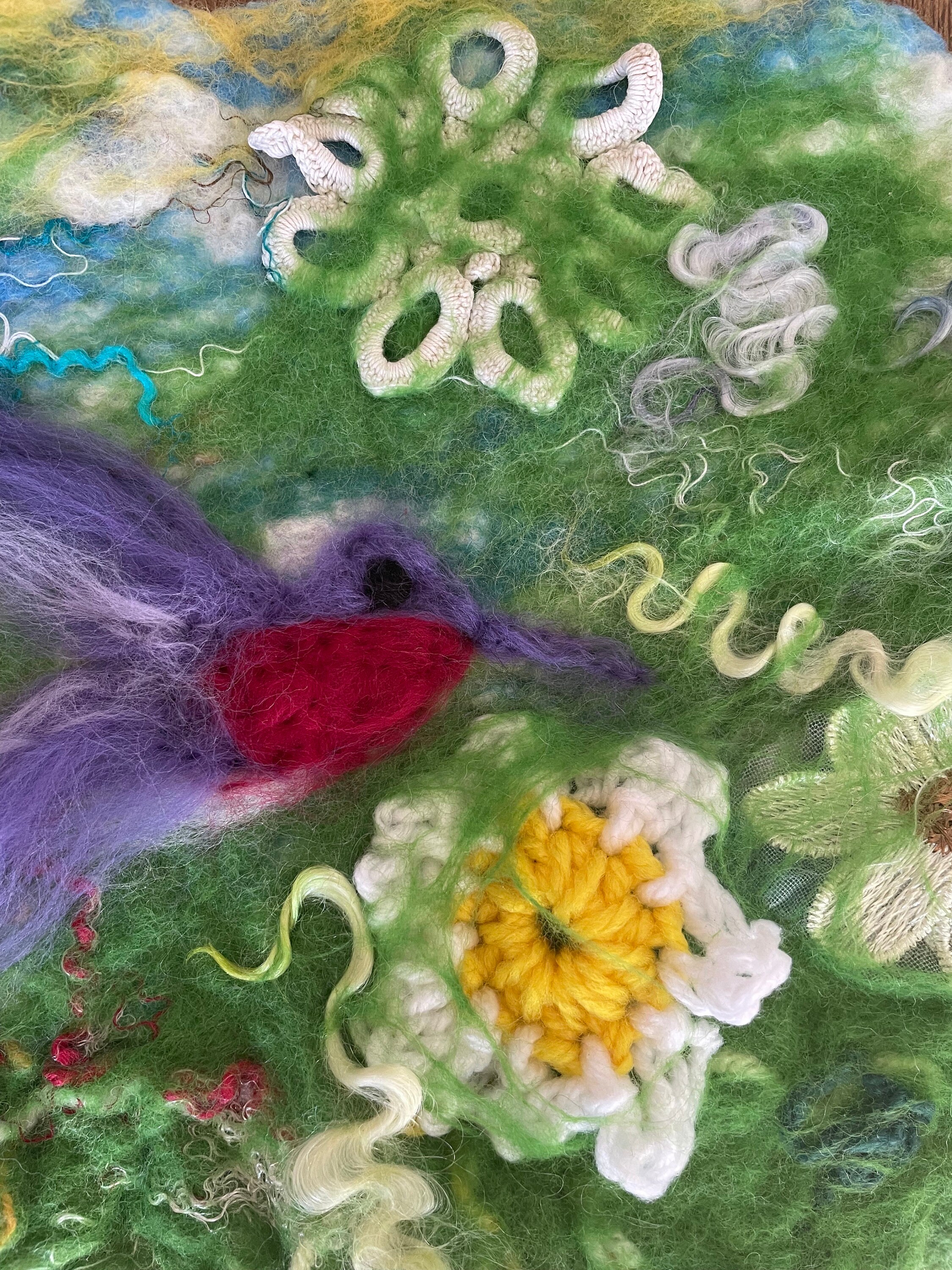 Beautiful Felted Bird Art Wool Painting. Made With Soft Australian ...