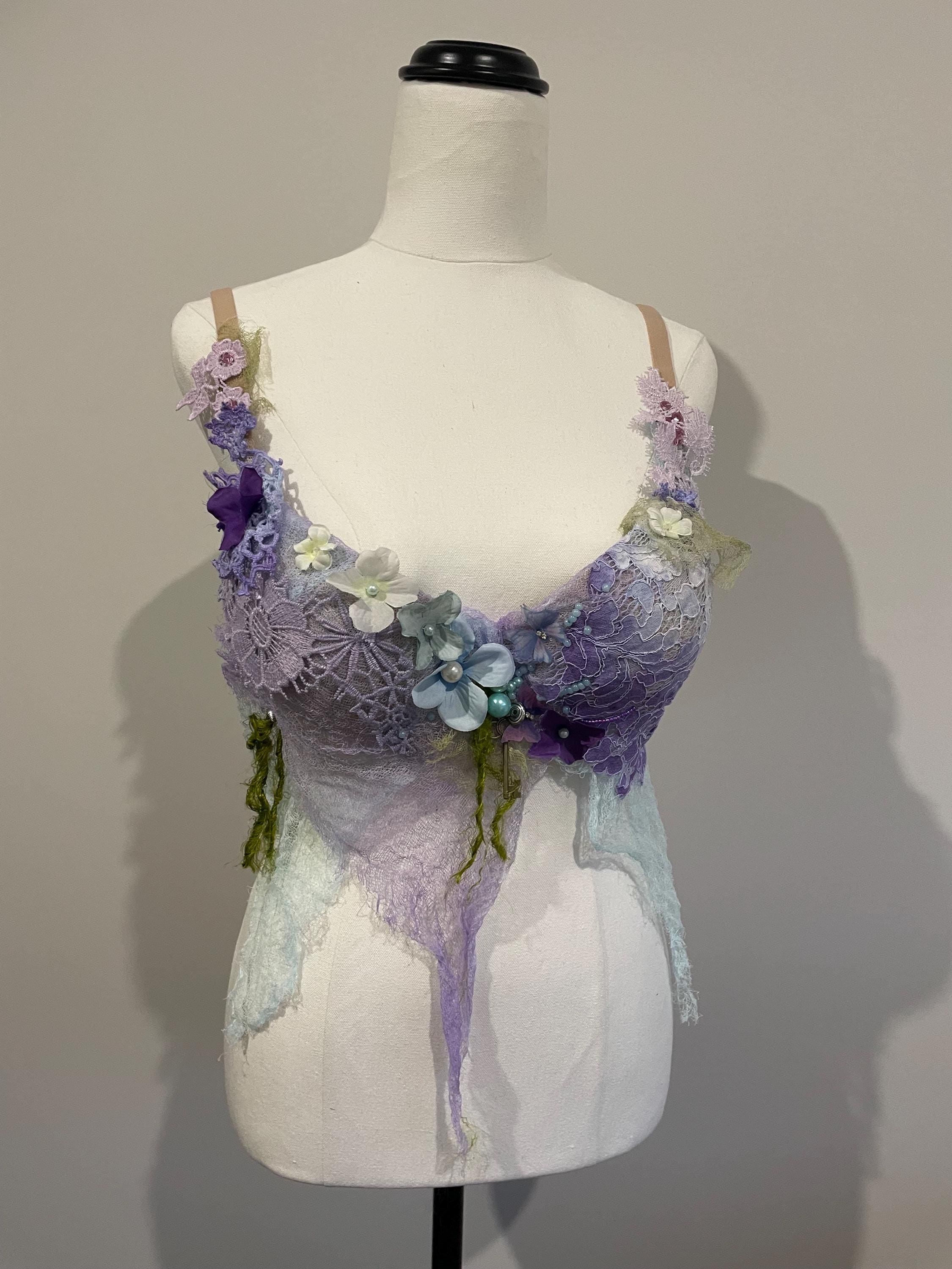 Ethereal Mer Fae Embellished Push up Bra Top! Fairy Tale Textile Art to ...