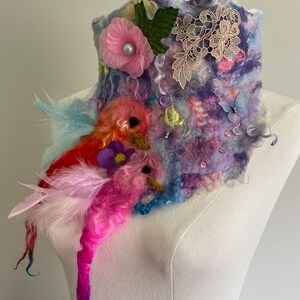 Beautiful Large Felted Fairy Tale Bird Necklace Neck Warmer.woodland ...
