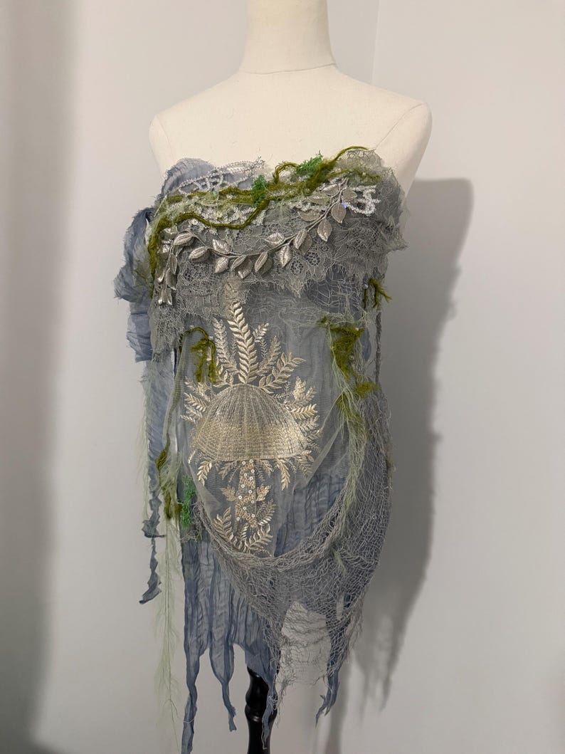 Moss Ethereal Outfit! Fairy Tale Textile Art to Wear Mossy Grey Dress ...