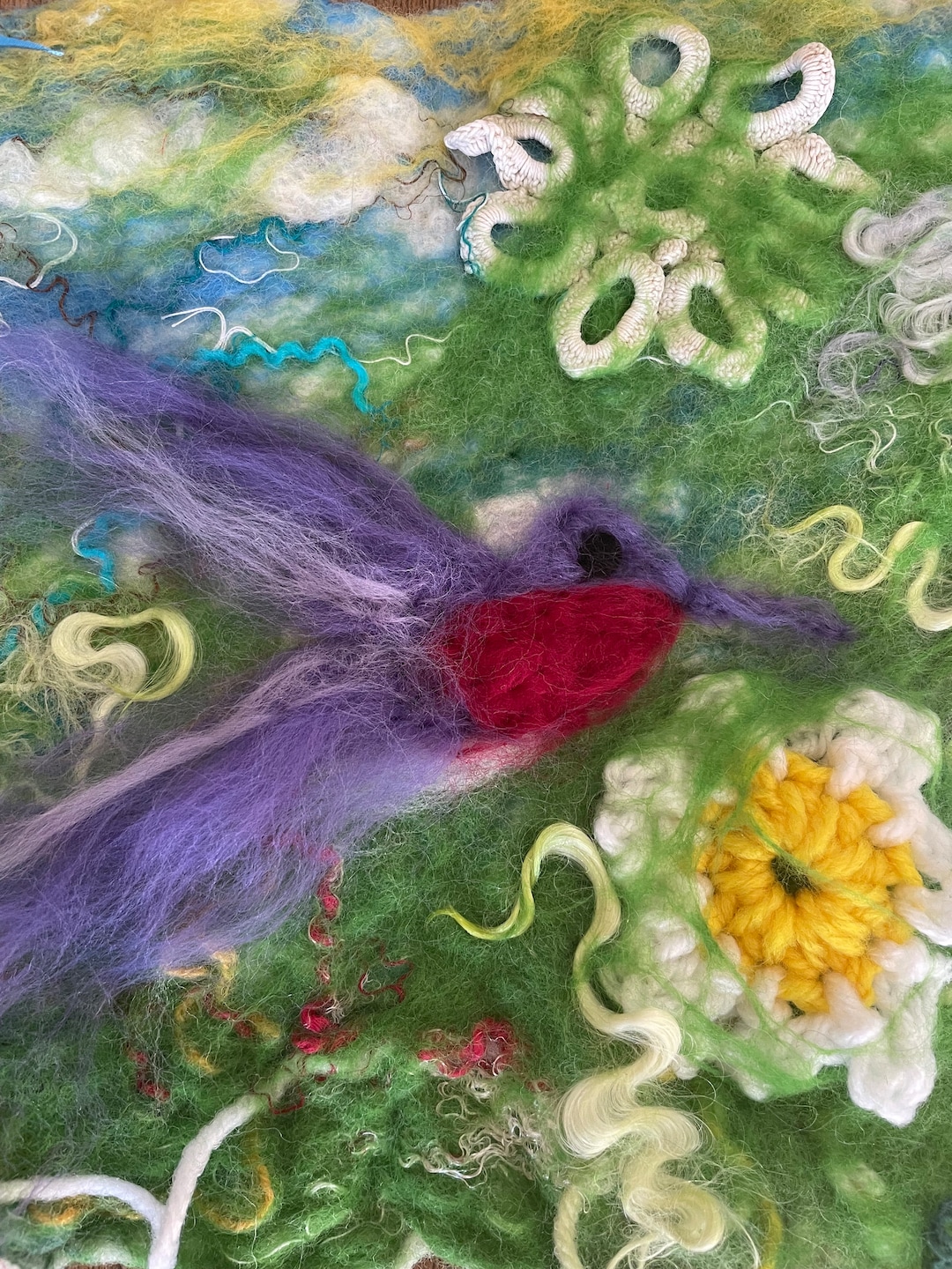 Beautiful Felted Bird Art Wool Painting. Made With Soft Australian ...