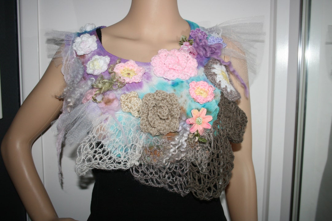 Embellished Romantic Boho Fairy Poncho Shawl. Shabby Chic Shawl With ...