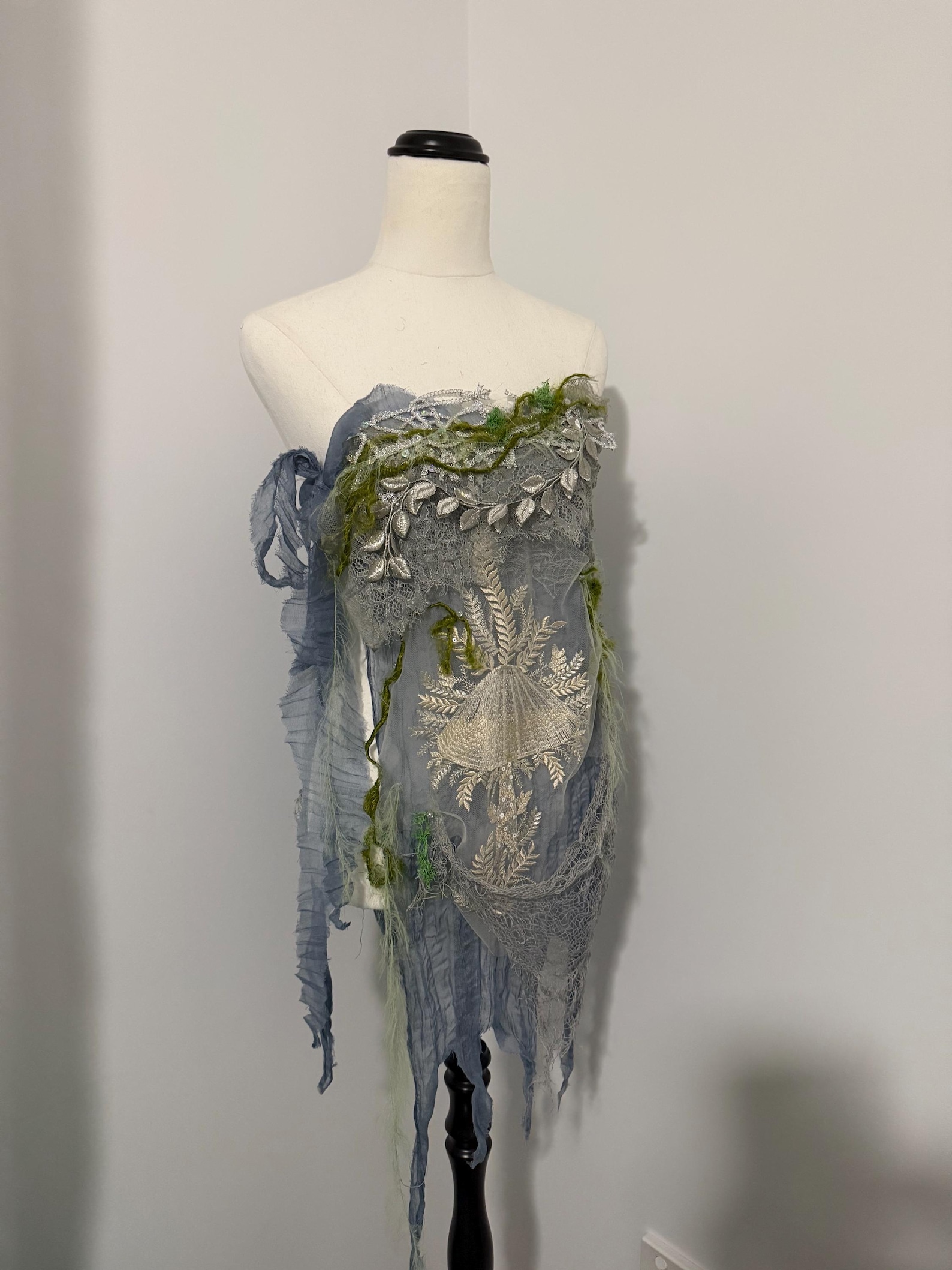Moss Ethereal Outfit! Fairy Tale Textile Art to Wear Mossy Grey Dress ...