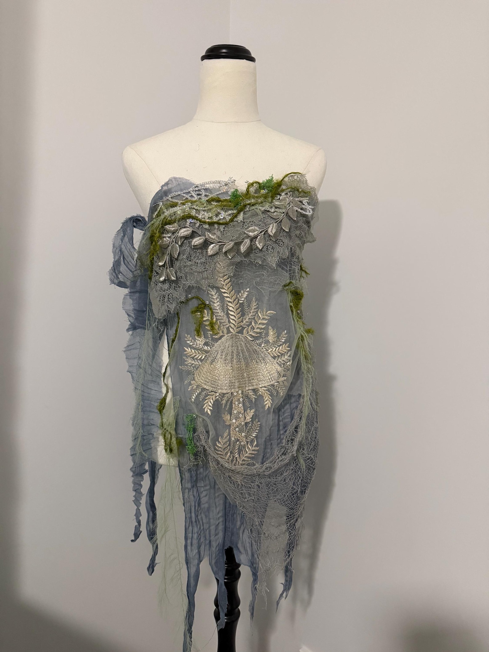 Moss Ethereal Outfit! Fairy Tale Textile Art to Wear Mossy Grey Dress ...