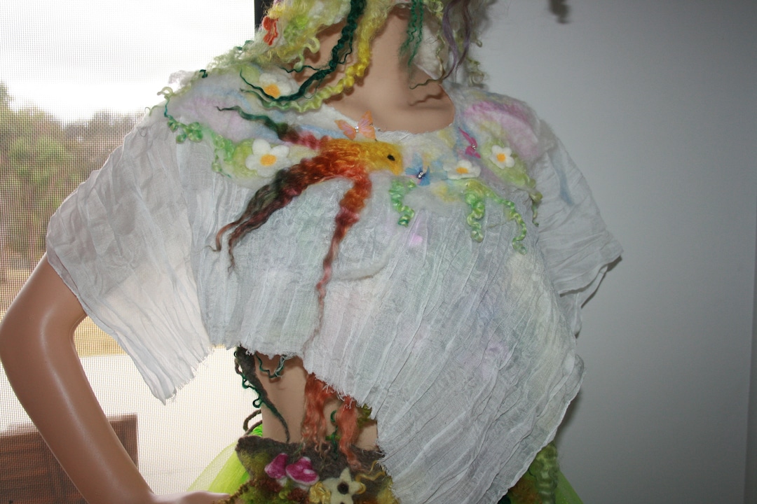 Nuno Felted Bird Poncho Top! Flying Ascending Bird, Felted Flowers ...