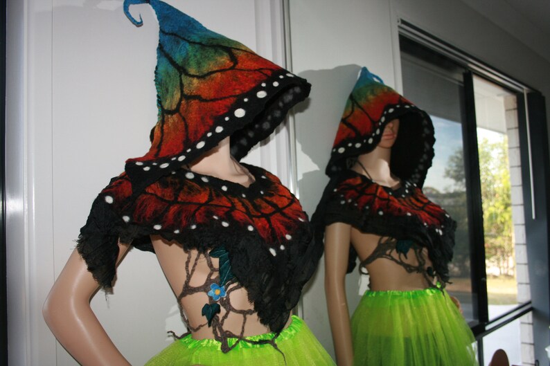 Giant Butterfly Wing Felted Hat! Woodland Folk Felted Hood. Woodland ...