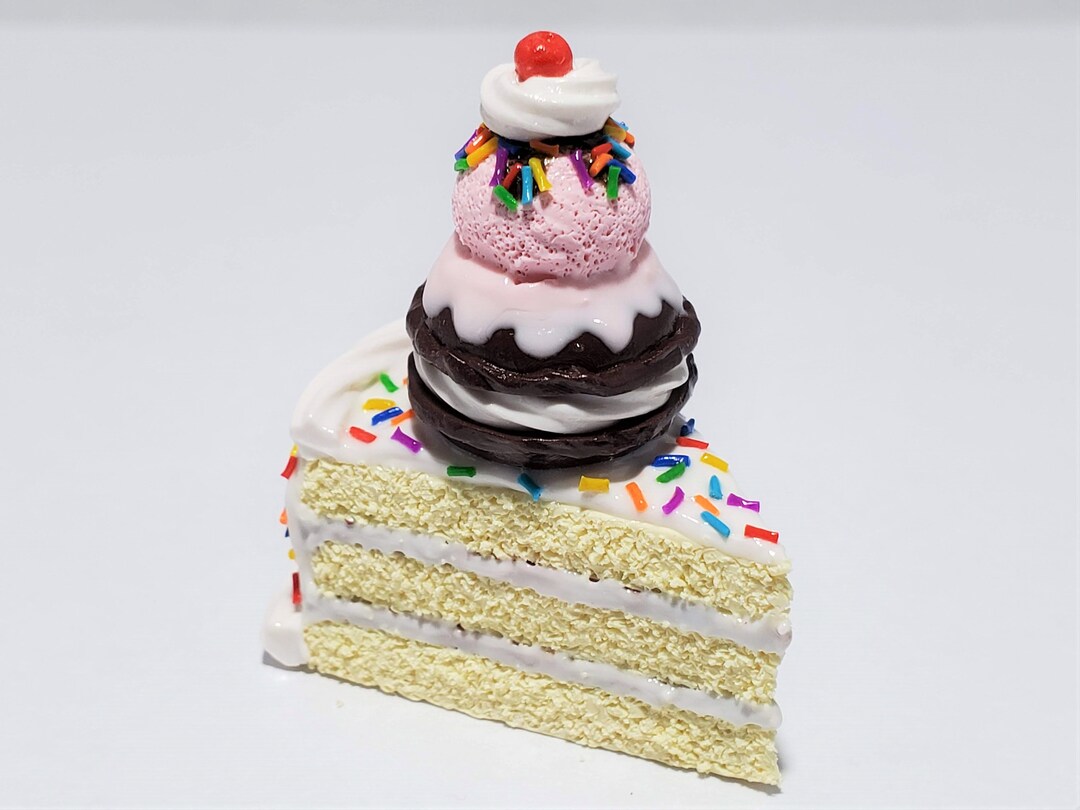 Lovebug Cake Slice Magnet, Miniature Polymer Clay Food, Polymer Clay ...