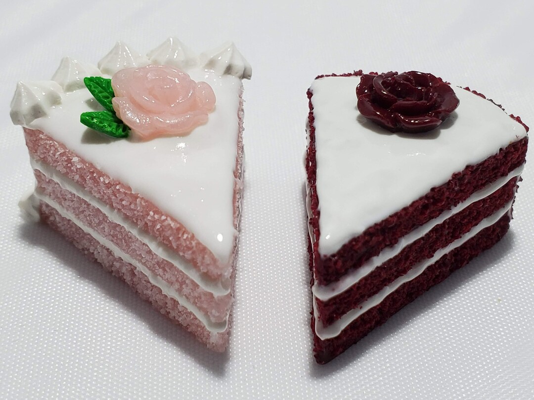 Velvet Cake Slice Magnet, Miniature Polymer Clay Food, Polymer Clay ...