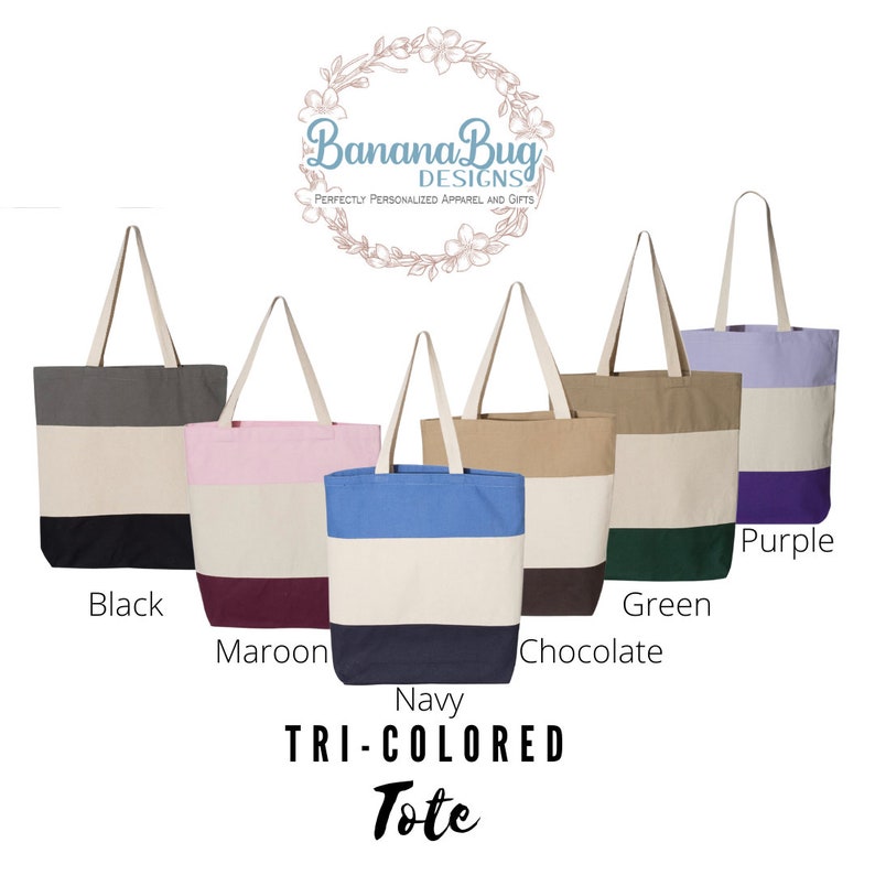 Tri-color Tote With Personalized Logo, Printed Logo Bag, Tote for Small ...