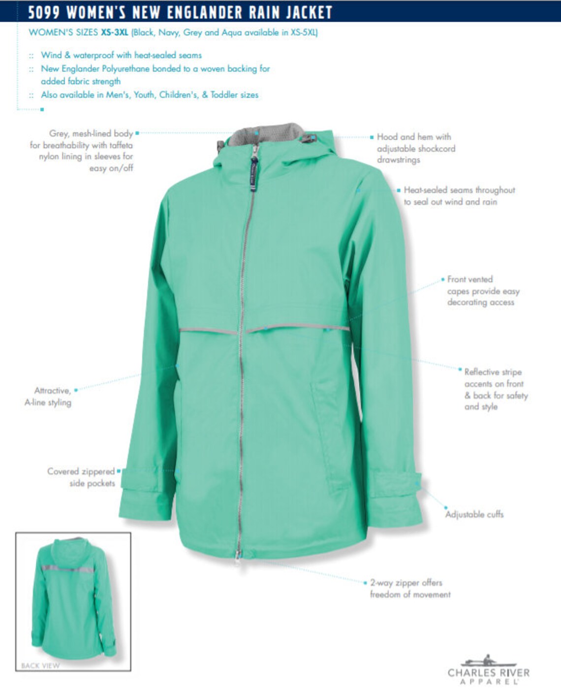 Charles River Rain Jacket Monogrammed Jacket Womens Rain | Etsy