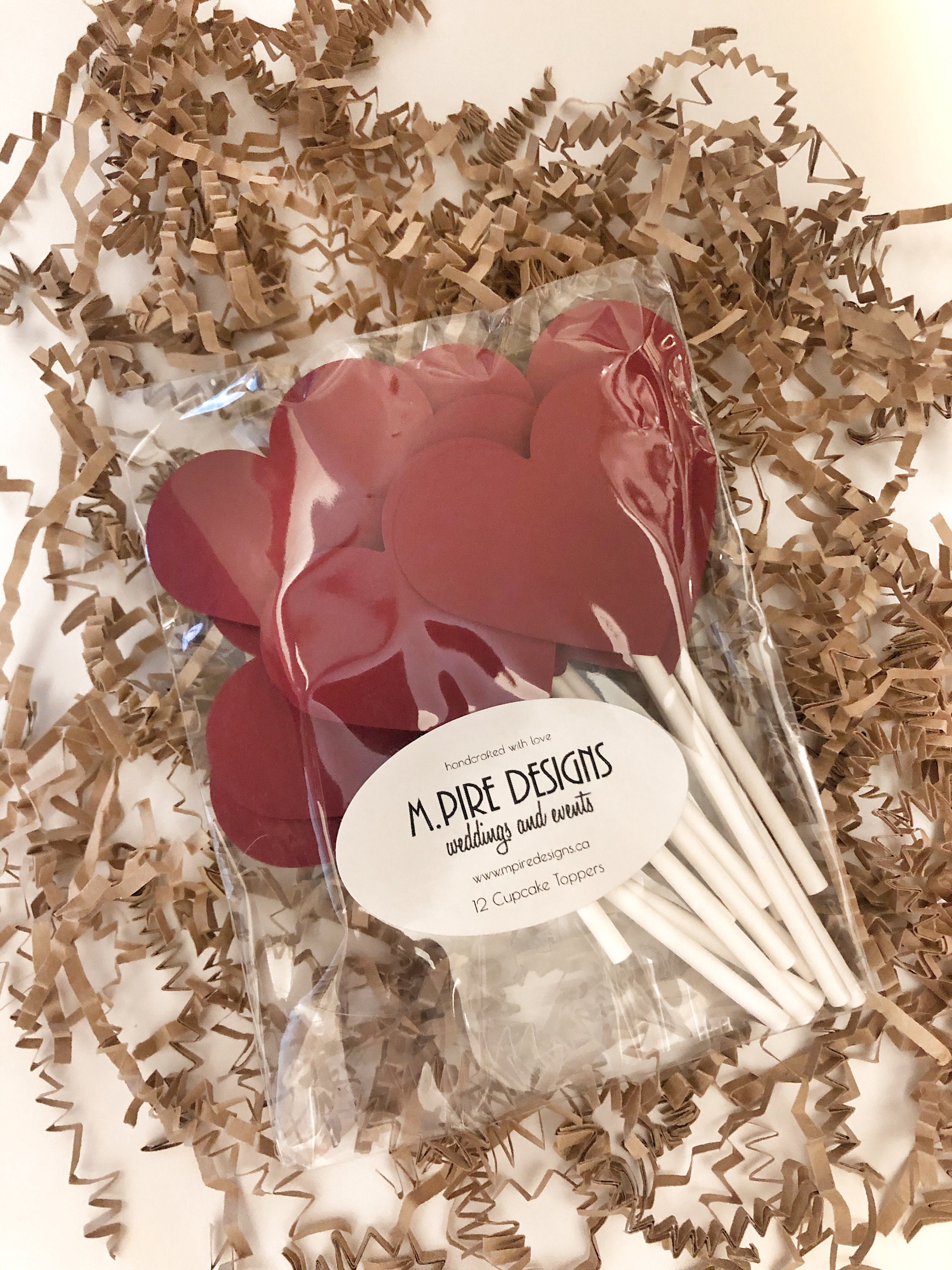 Heart Shaped Cupcake Toppers Red Heart Cupcake Toppers Pink | Etsy