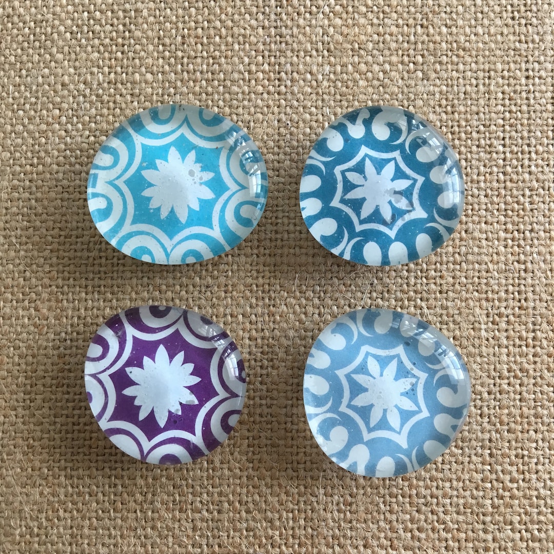 Patterned Magnets - Purple and Blue Magnets - Stone Magnets - Pebble ...