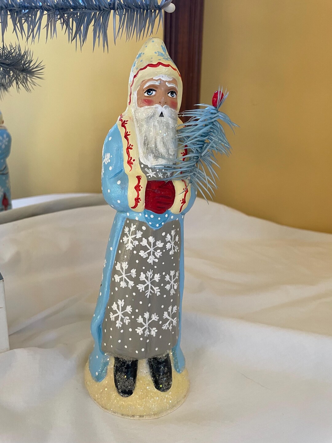 Chalkware Santa With Feathered Friends - Etsy