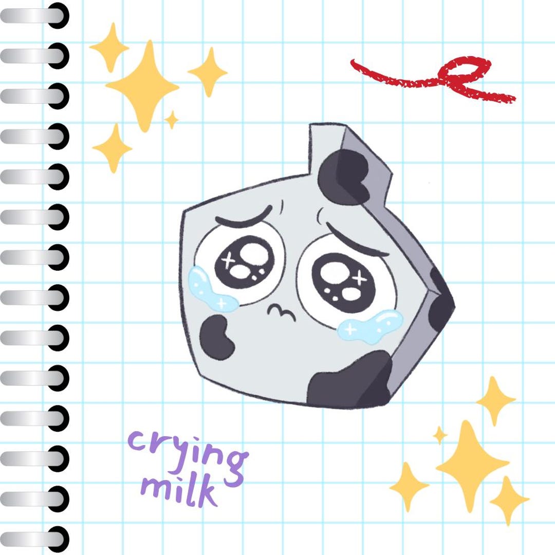 Crying Milk Sticker | Sad Food Stickers | Cute Food | Silly Stickers ...