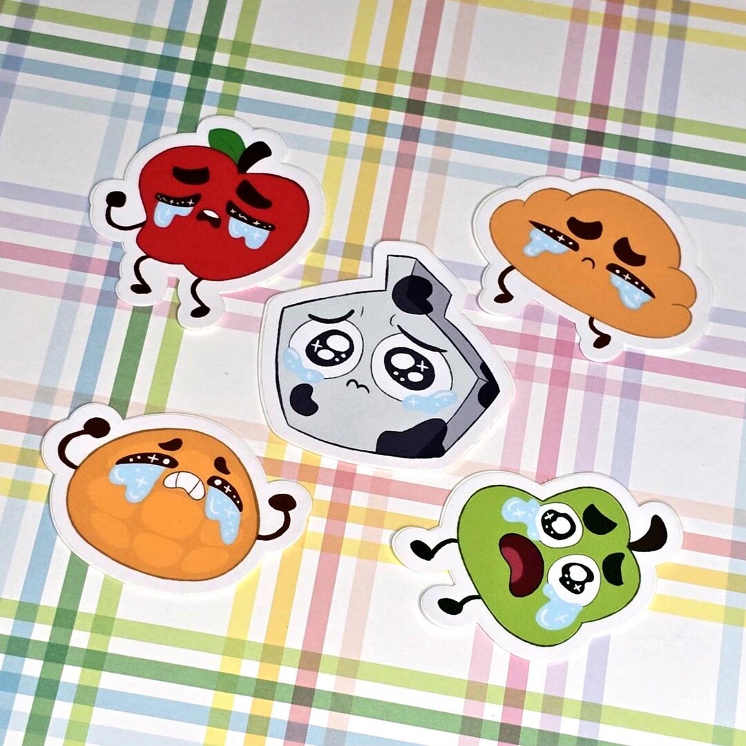 Sad Food Stickers | Crying Breakfast Friends | Cute Food Waterproof ...