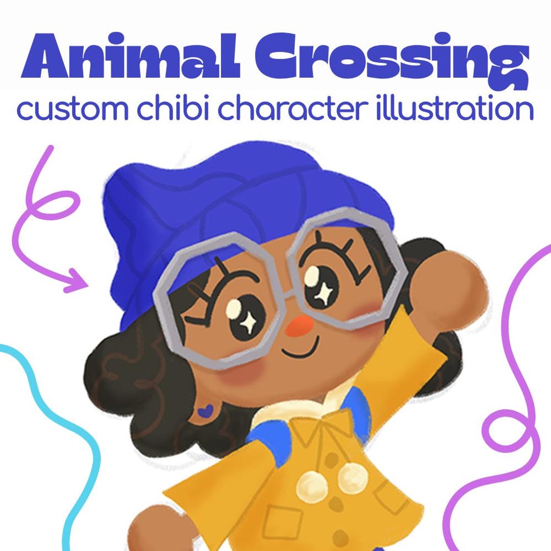 Custom Animal Crossing Style Digital Character Illustration, Chibi Art ...
