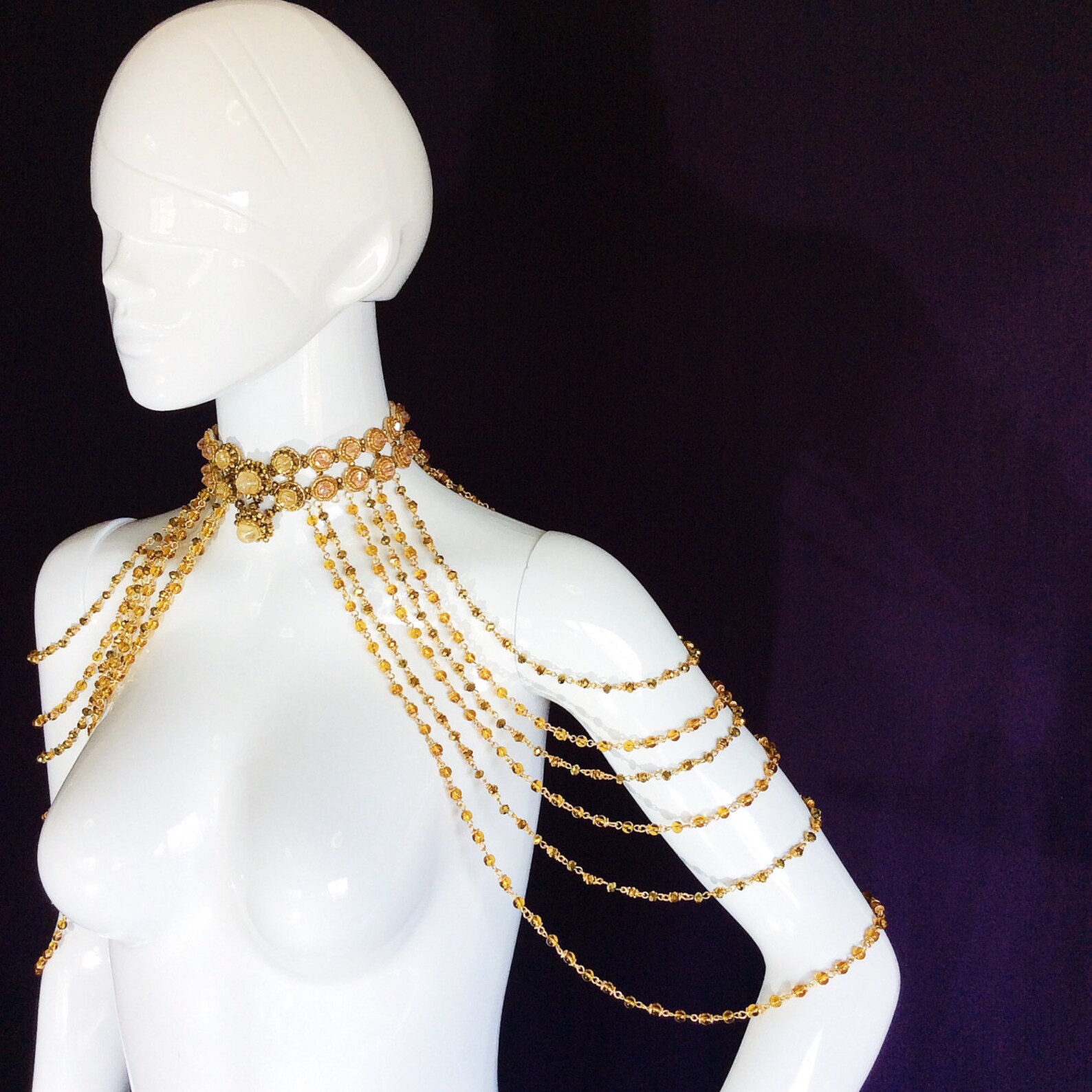 Gold Crystal Layered Shoulder Jewellery Gold Luxury Shoulder - Etsy