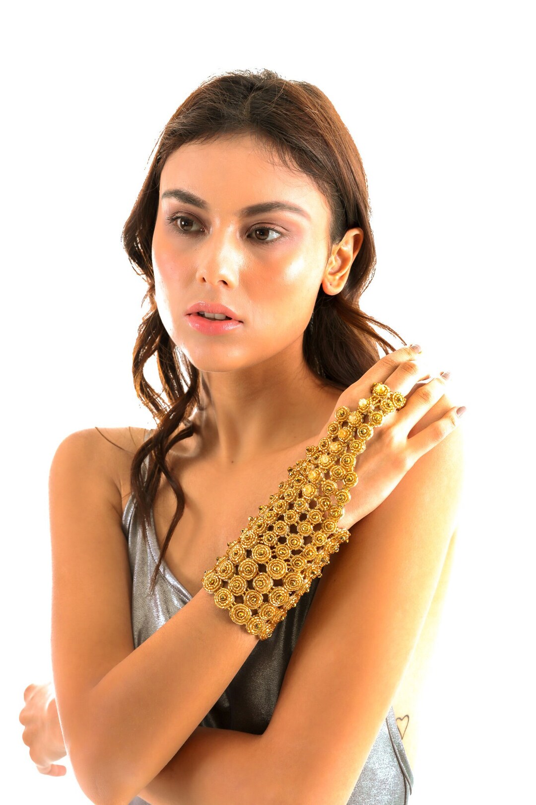 Long Gold Crystal Evening Glove, RED CARPET Gold Crystal Beaded Formal ...