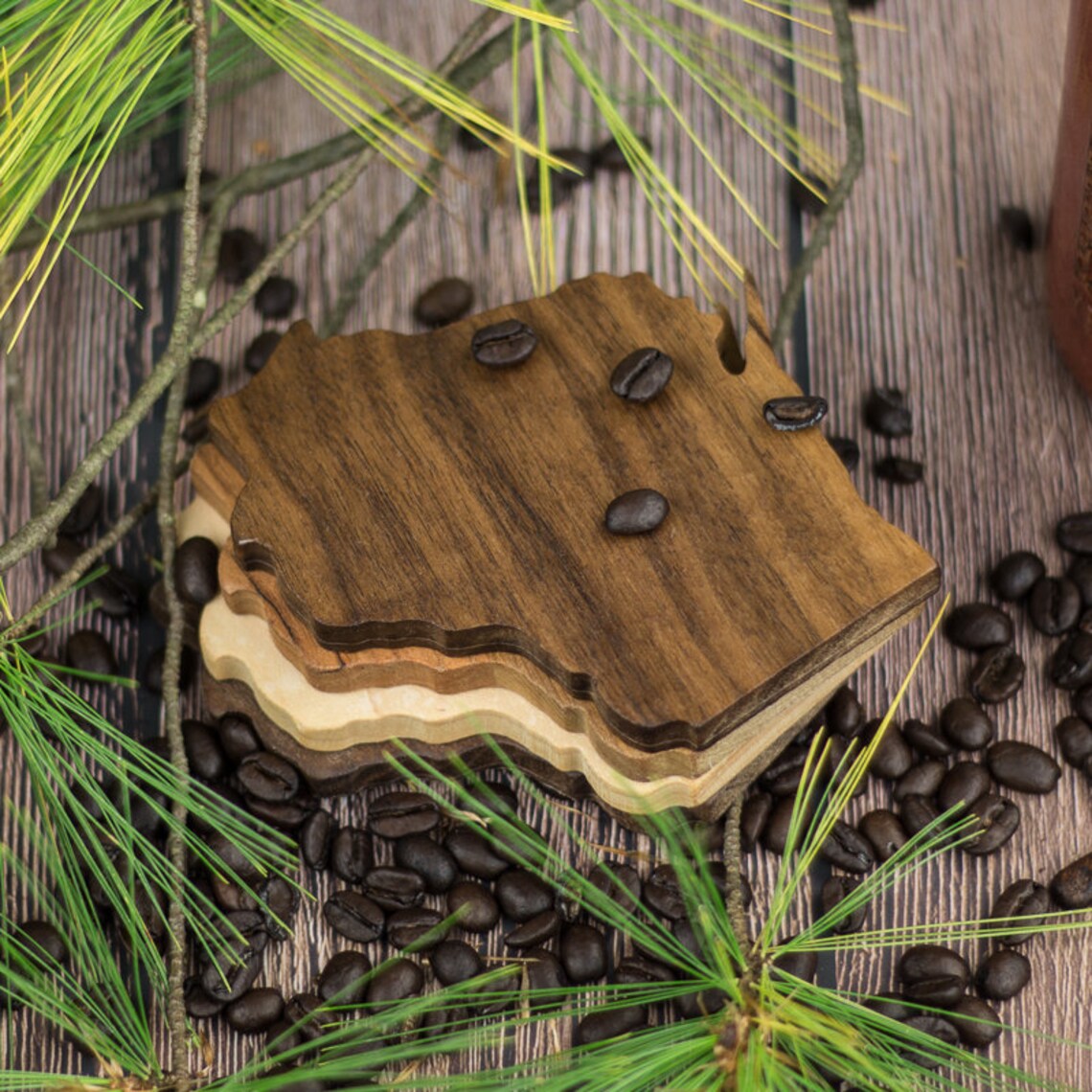 Immediate Shipping-wisconsin State Coasters - Solid Wood (maple, Walnut ...