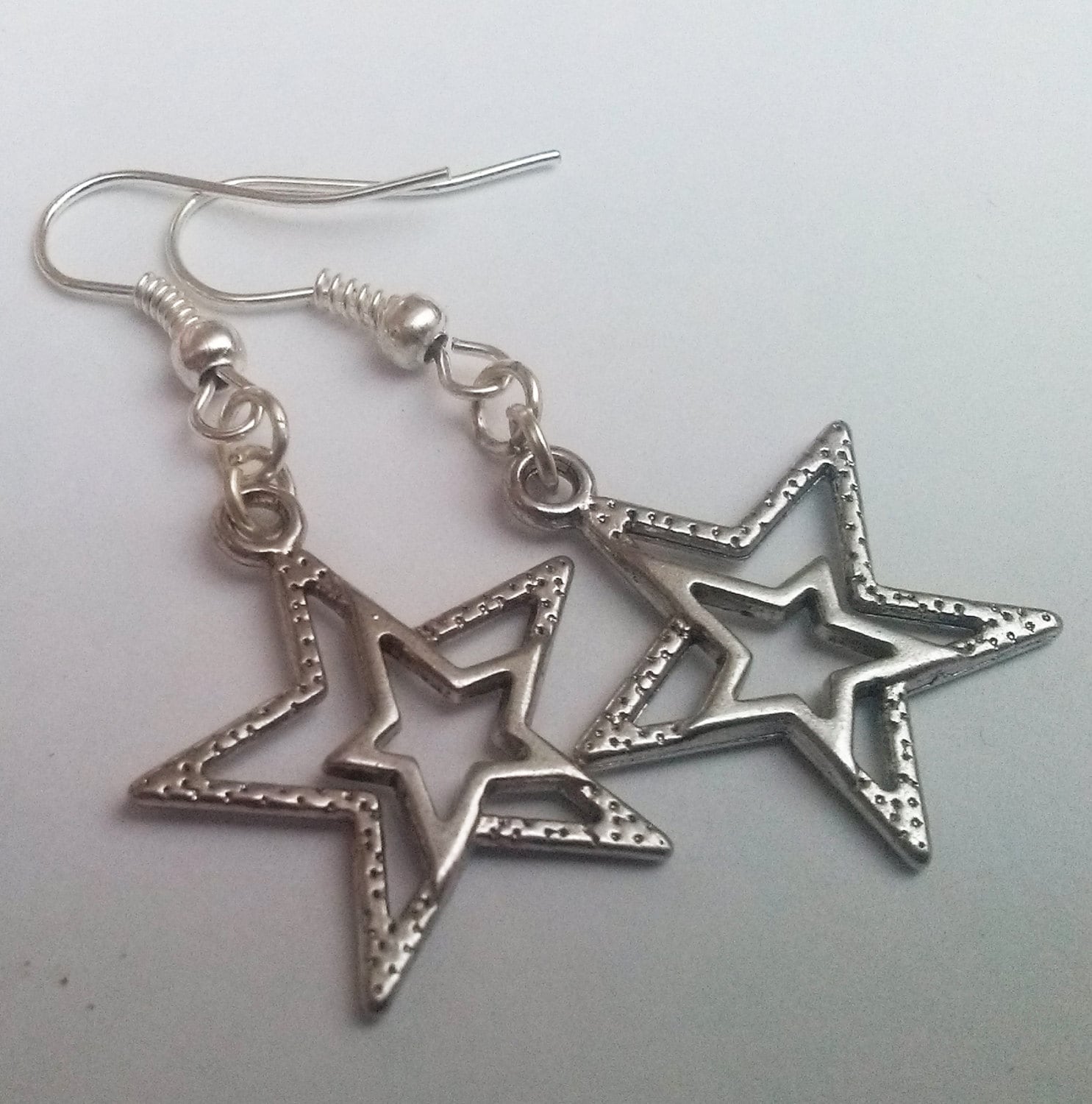 Silver Star Earrings Celestial Earrings Silver Earrings | Etsy