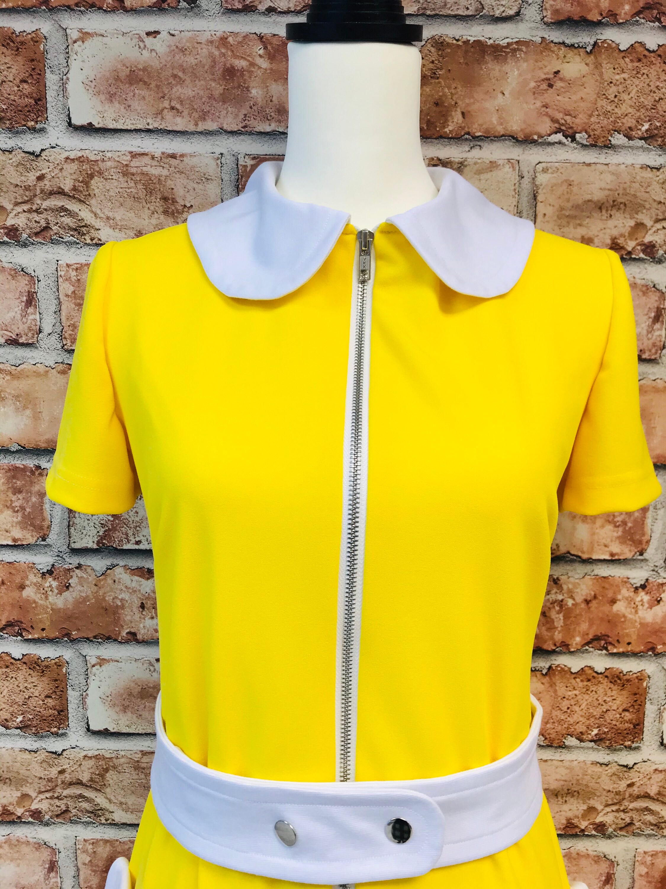 Yellow Mod Dress 1960s Vintage Inspired Short Sleeves | Etsy