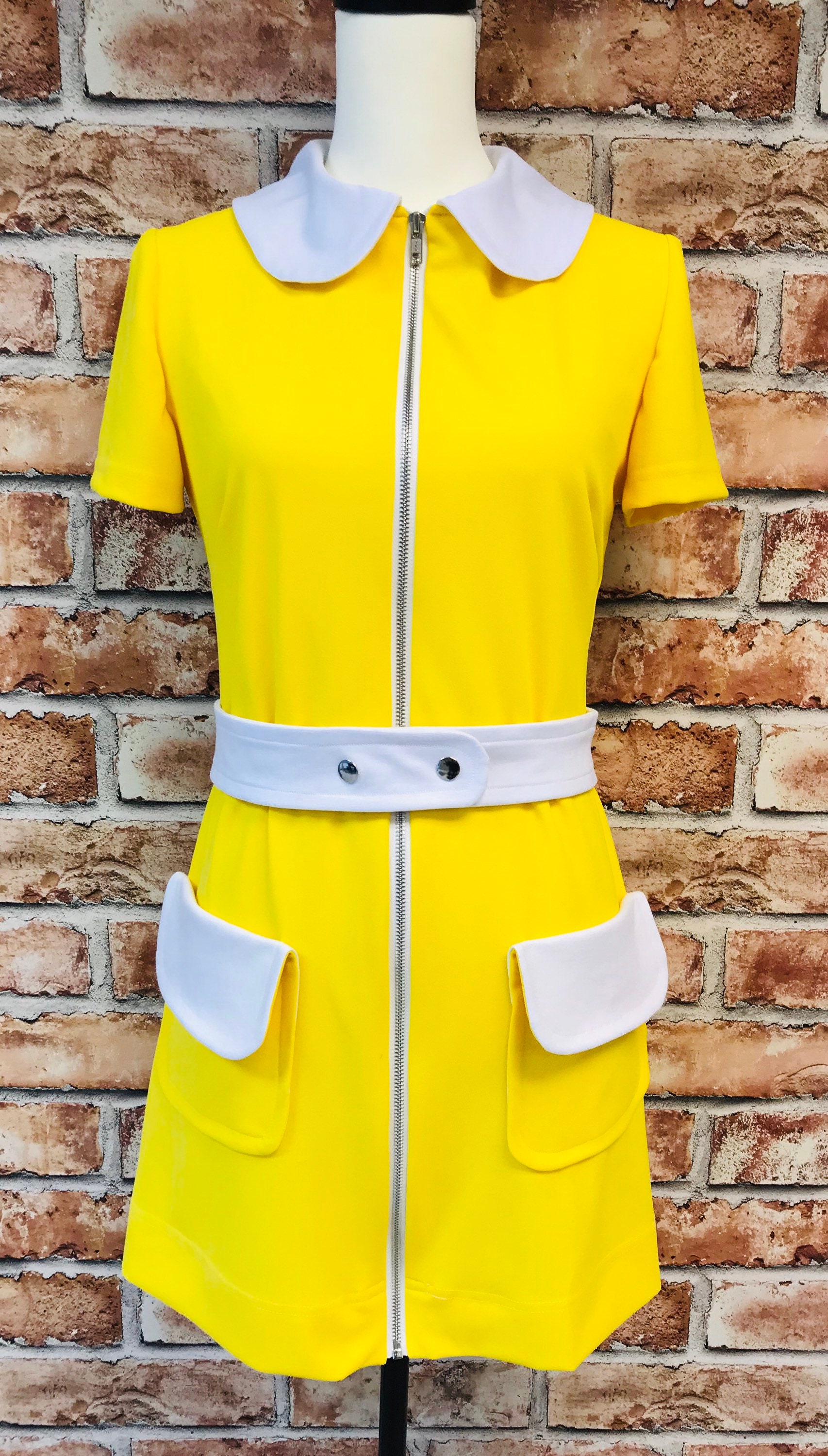 Yellow Mod Dress 1960s Vintage Inspired Short Sleeves | Etsy