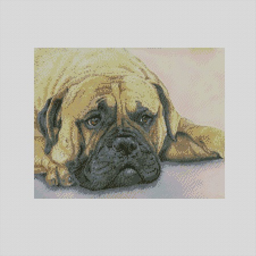 Bull Mastiff Dog Grounded Cross Stitch Chart Instant Download PDF ...